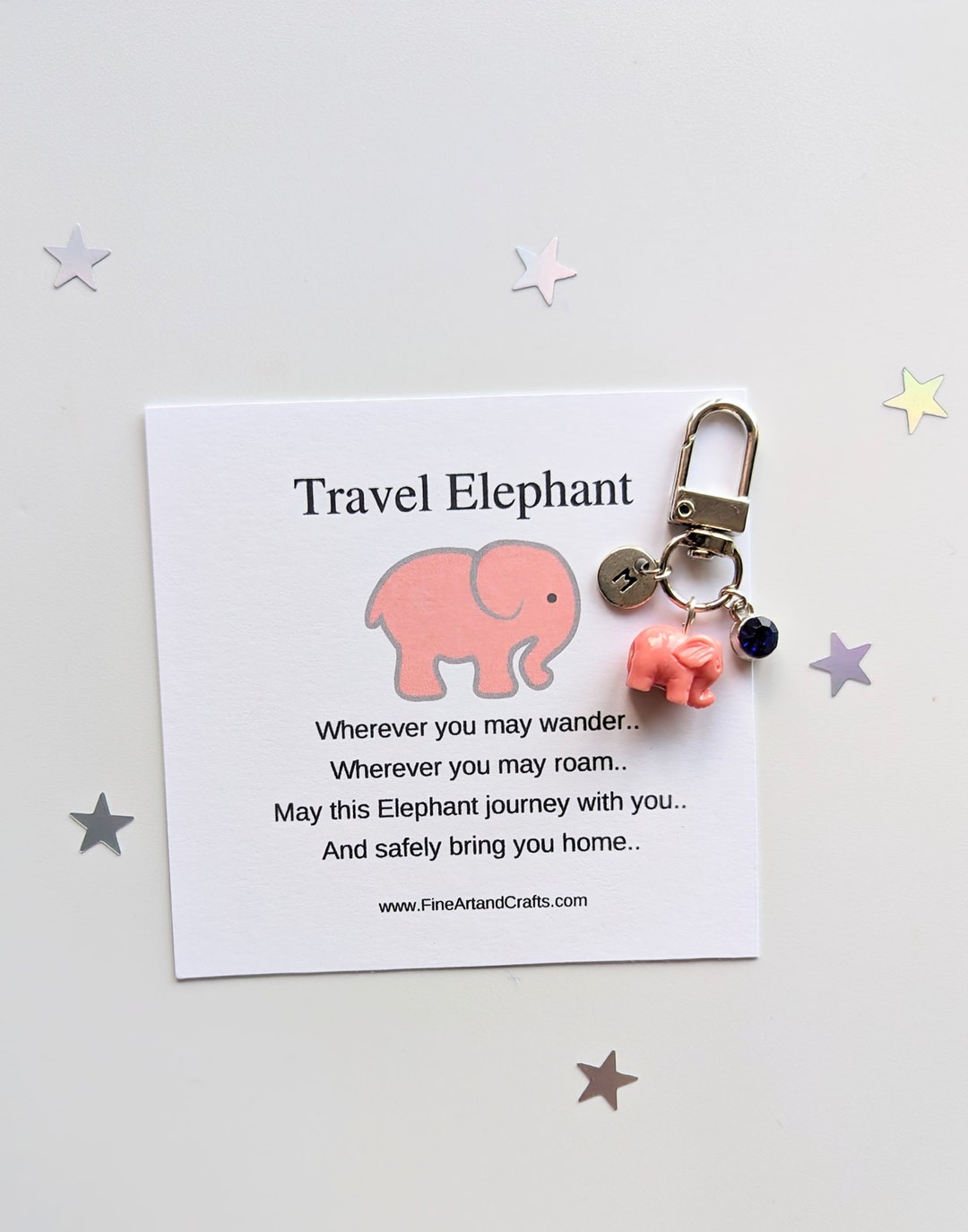 Pink Travel Elephant Keychain, Elephant Keyring, Good Luck Charm ...