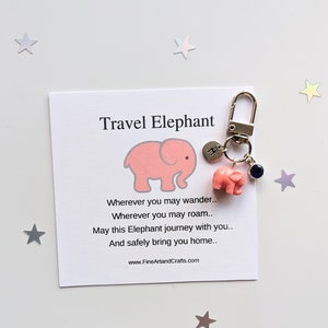 Pink Travel Elephant Keychain, Elephant Keyring, Good Luck Charm ...