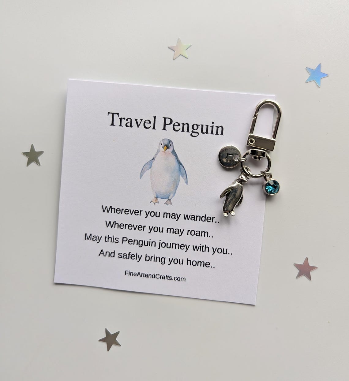 Travel Penguin, Silver Plated Penguin Keychain, Travel Gift ...
