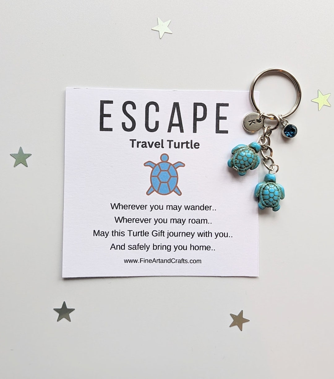 Two Turtles Escape Keychain, Turtle Keyring, Good Luck Charm, Travel ...