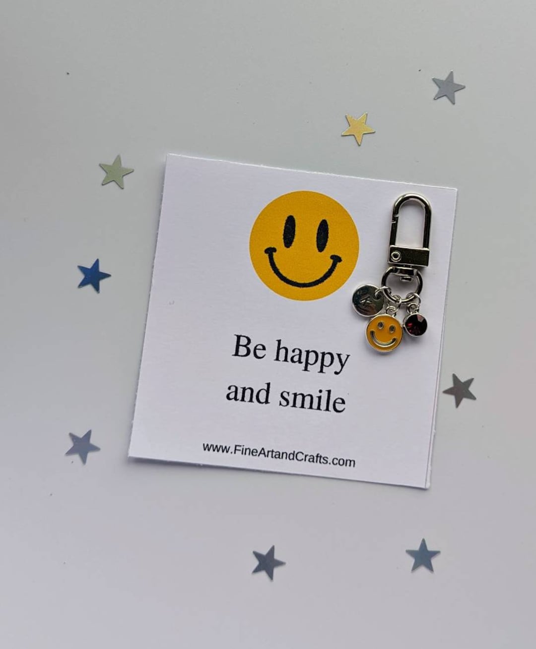 Be Happy and Smile, Smiley Face Keychain, Personalised Gift, Special ...