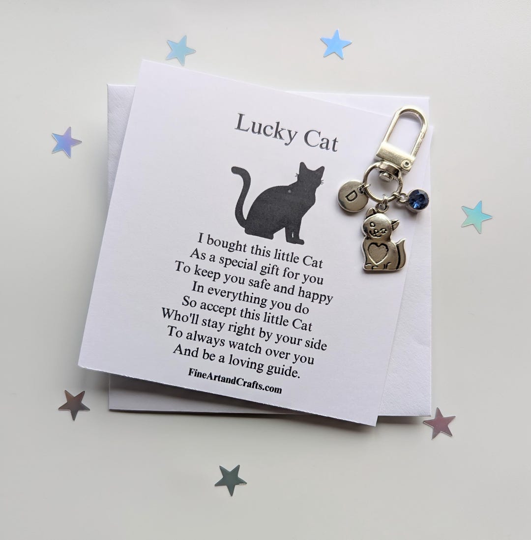 Lucky Cat Keychain, Birthday Gift Idea, Good Luck Charm, Personalised ...