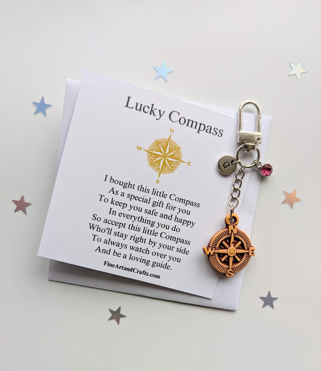 Lucky Compass Keychain, Birthday Gift Idea for a Friend, Compass ...
