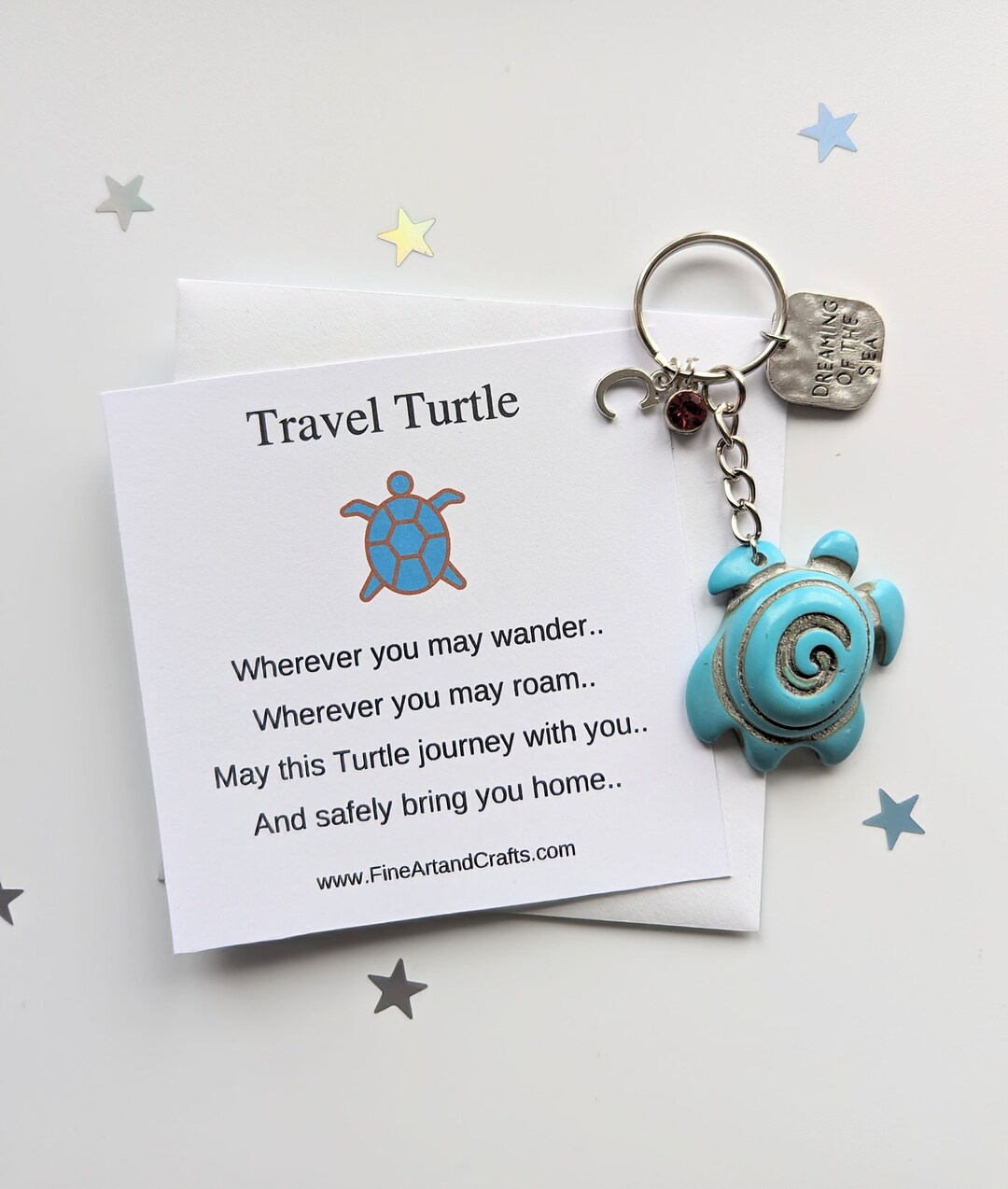 Luxury Turtle Keychain, Large Turtle Keyring, Travel Turtle, Dreaming ...