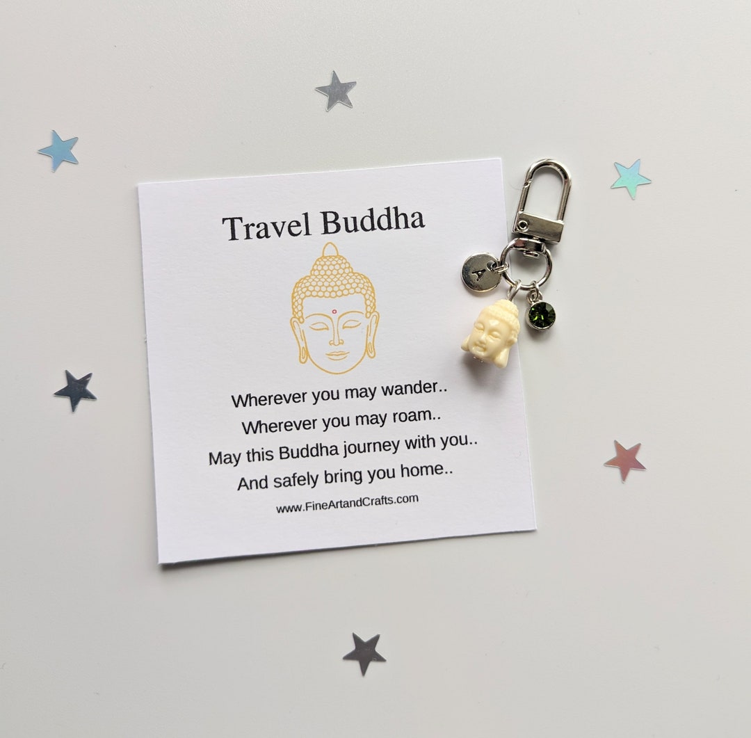 Cream Travel Buddha Keychain, Birthday Gift Idea for a Friend, Buddha ...