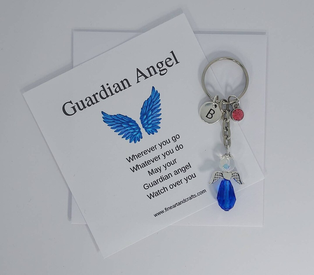 Guardian Angel Keychain, Angel Key Ring Gift, Blue Wings, Something ...