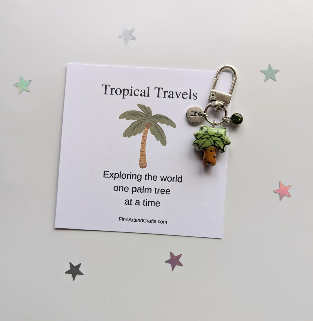 Lucky Palm Tree Keychain, Birthday Gift Idea, Tree Keyring, Tropical ...