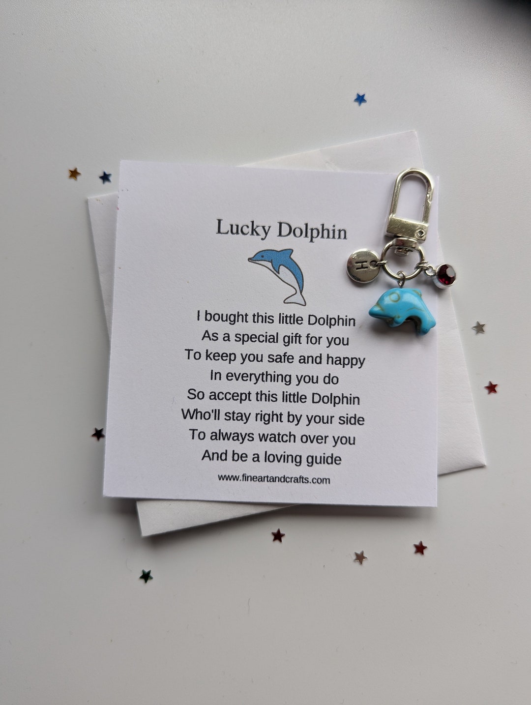 Lucky Dolphin Keychain, Birthday Gift Idea, Dolphin Keyring, Good Luck ...