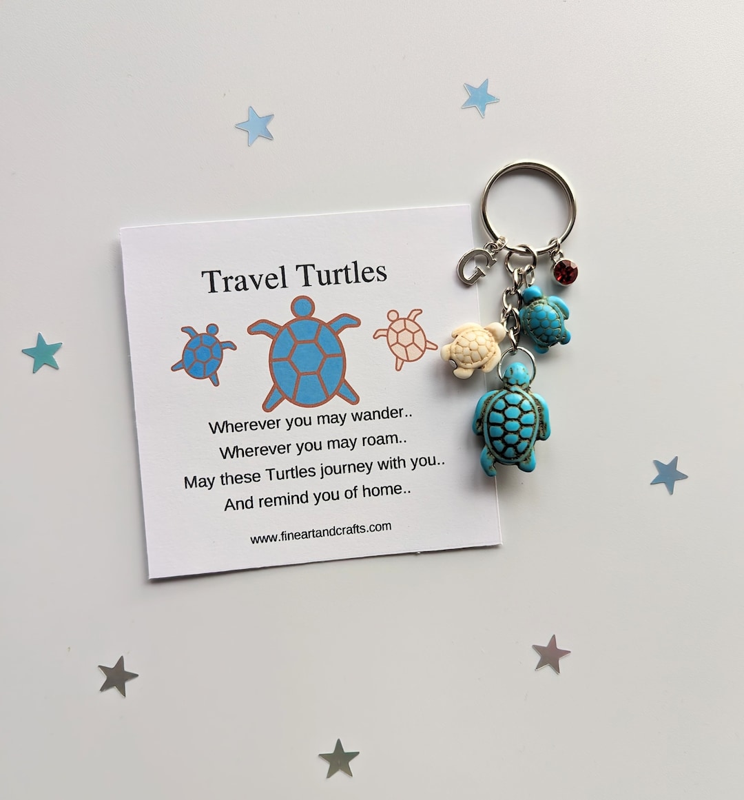 Luxury Turtle Keychain, Large Turtle Keyring, Travel Turtle, Birthday ...