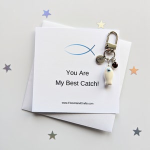 Porcelain Fish Keychain, You Are My Best Catch, Fish Keyring, Fish Bag ...