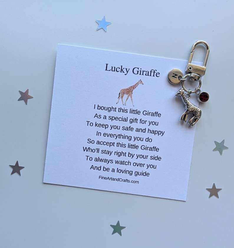 Lucky Giraffe Keychain, Birthday Gift Idea, Giraffe Keyring, Good Luck ...