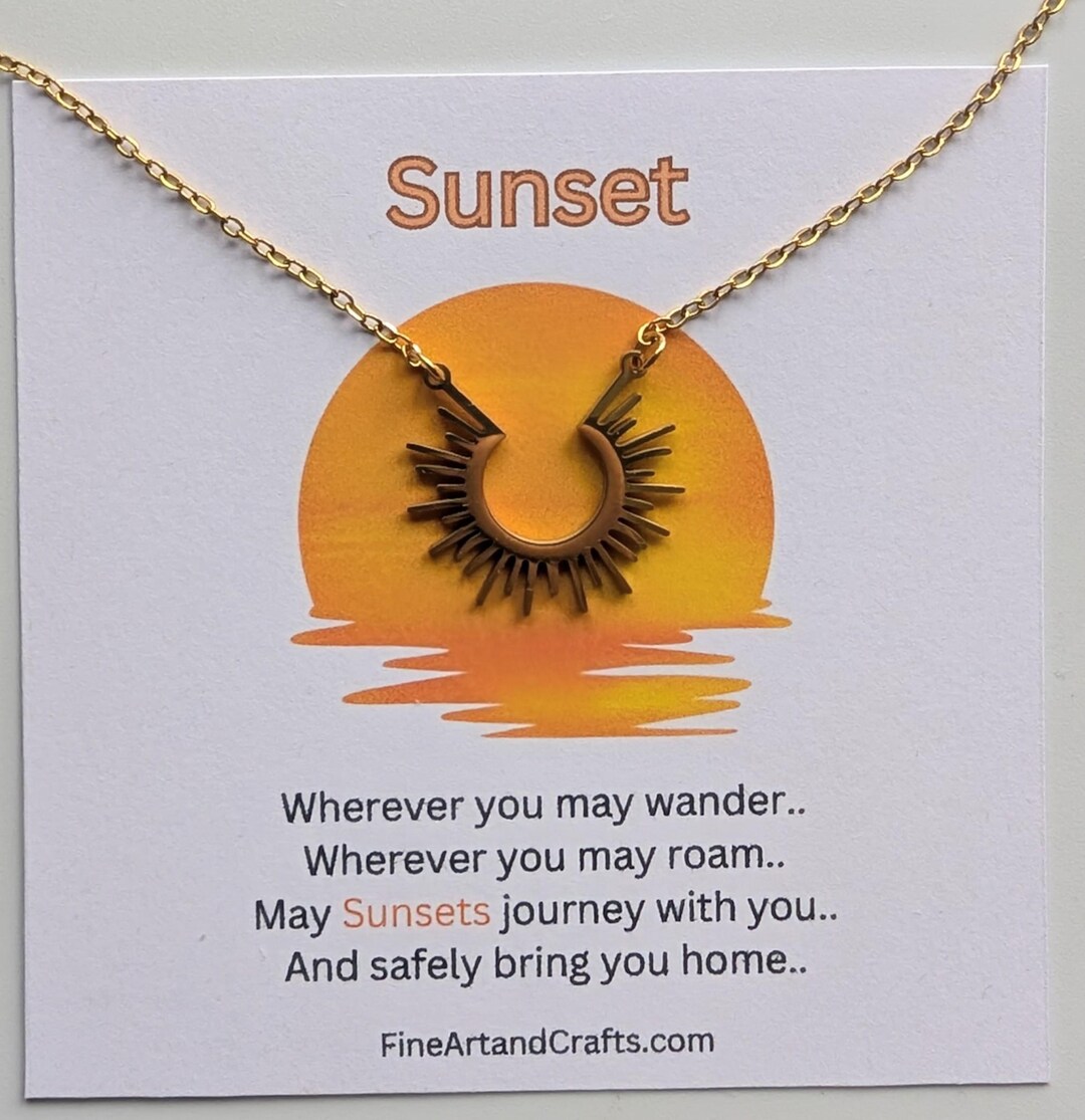 Sun Necklace, Gold Necklace, Travel Gift, Sunset Gift, Gold Sunshine ...