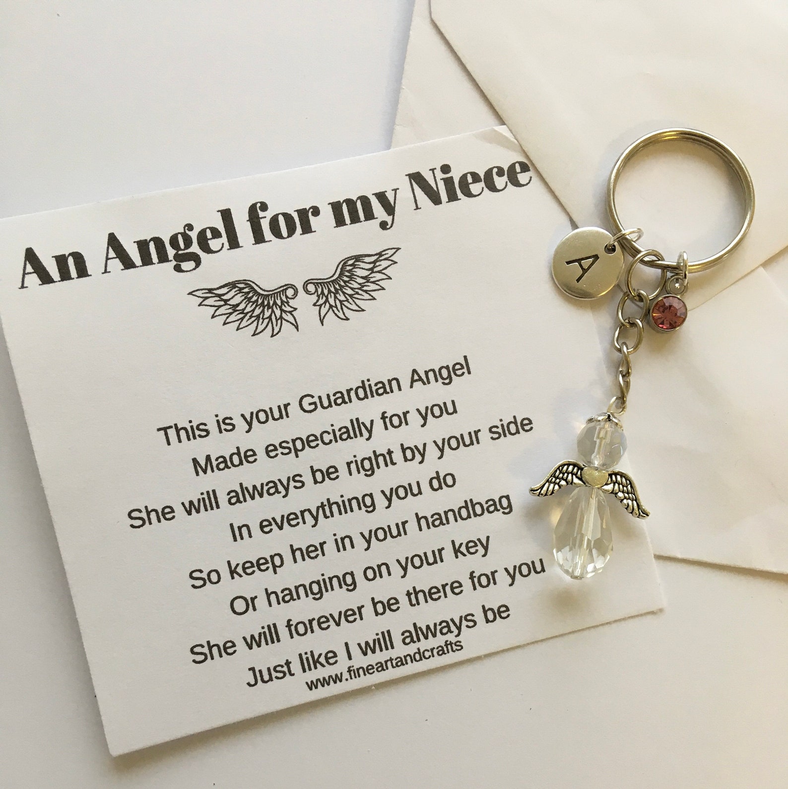 Gift for niece Guardian angel key ring angel keychain | Etsy