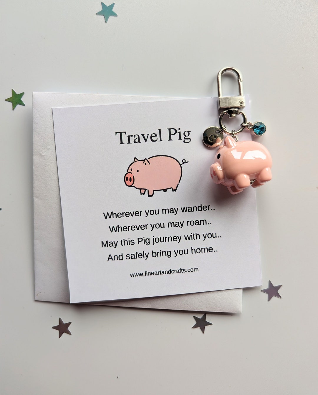 Travel Gift, Pig, Keychain, Handmade Personalised Bag Charm, Birthday ...
