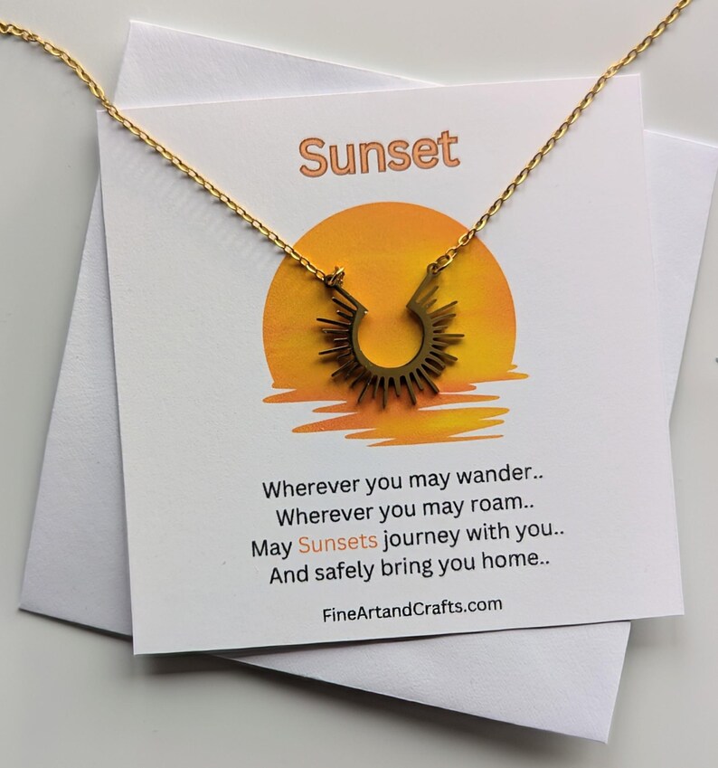 Sun Necklace, Gold Necklace, Travel Gift, Sunset Gift, Gold Sunshine ...