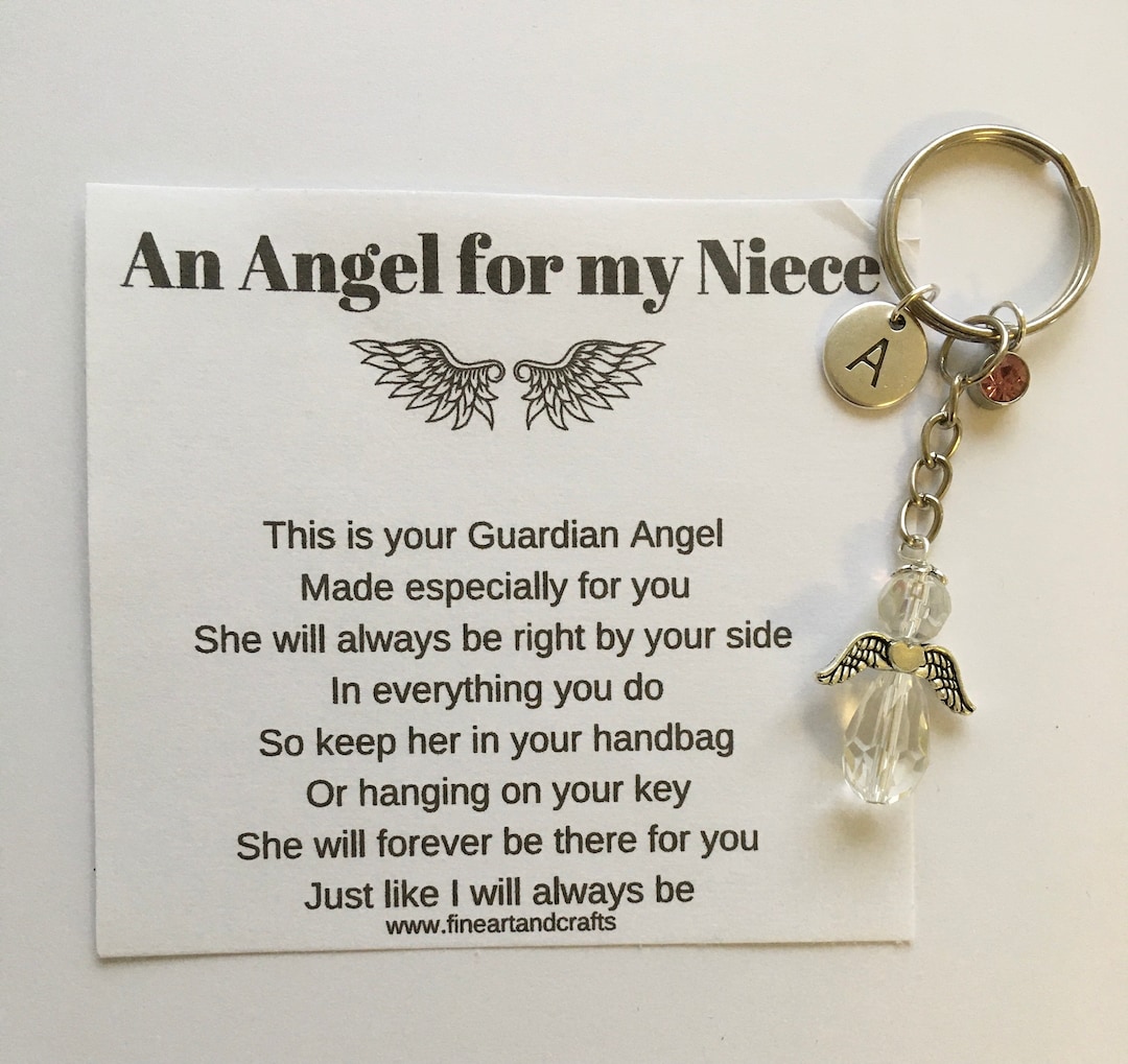 Gift for Niece, Guardian Angel Key Ring, Angel Keychain, Protection ...