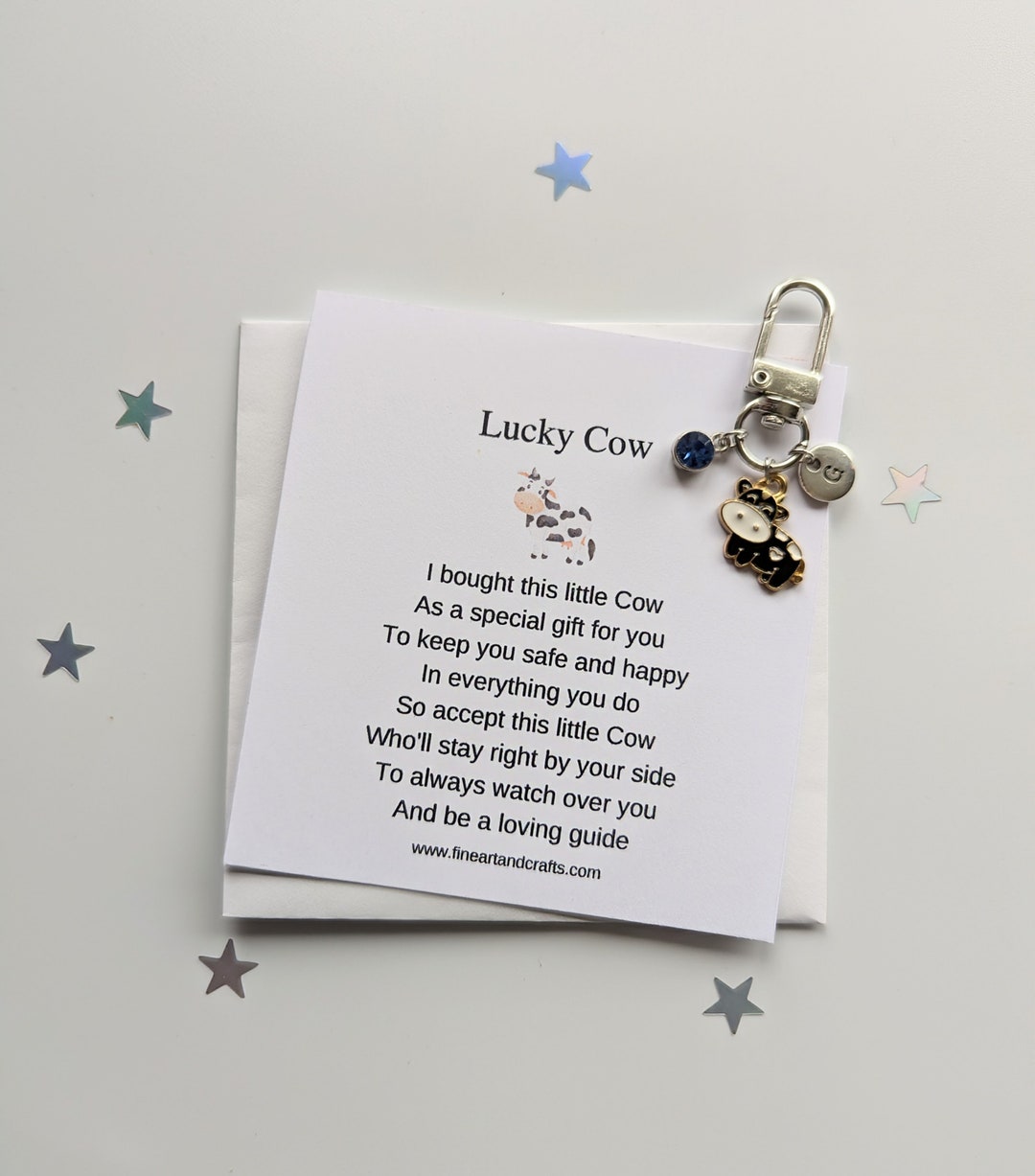 Lucky Cow Keychain, Birthday Gift Idea, Cow Keyring, Good Luck Charm ...
