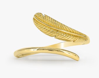Gold Feather Ring - Etsy