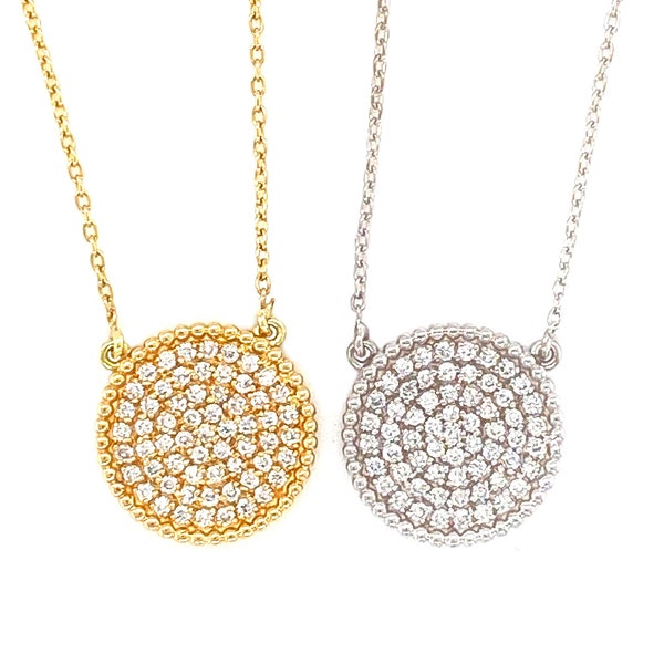 Diamond Disc Pave Necklace - Etsy