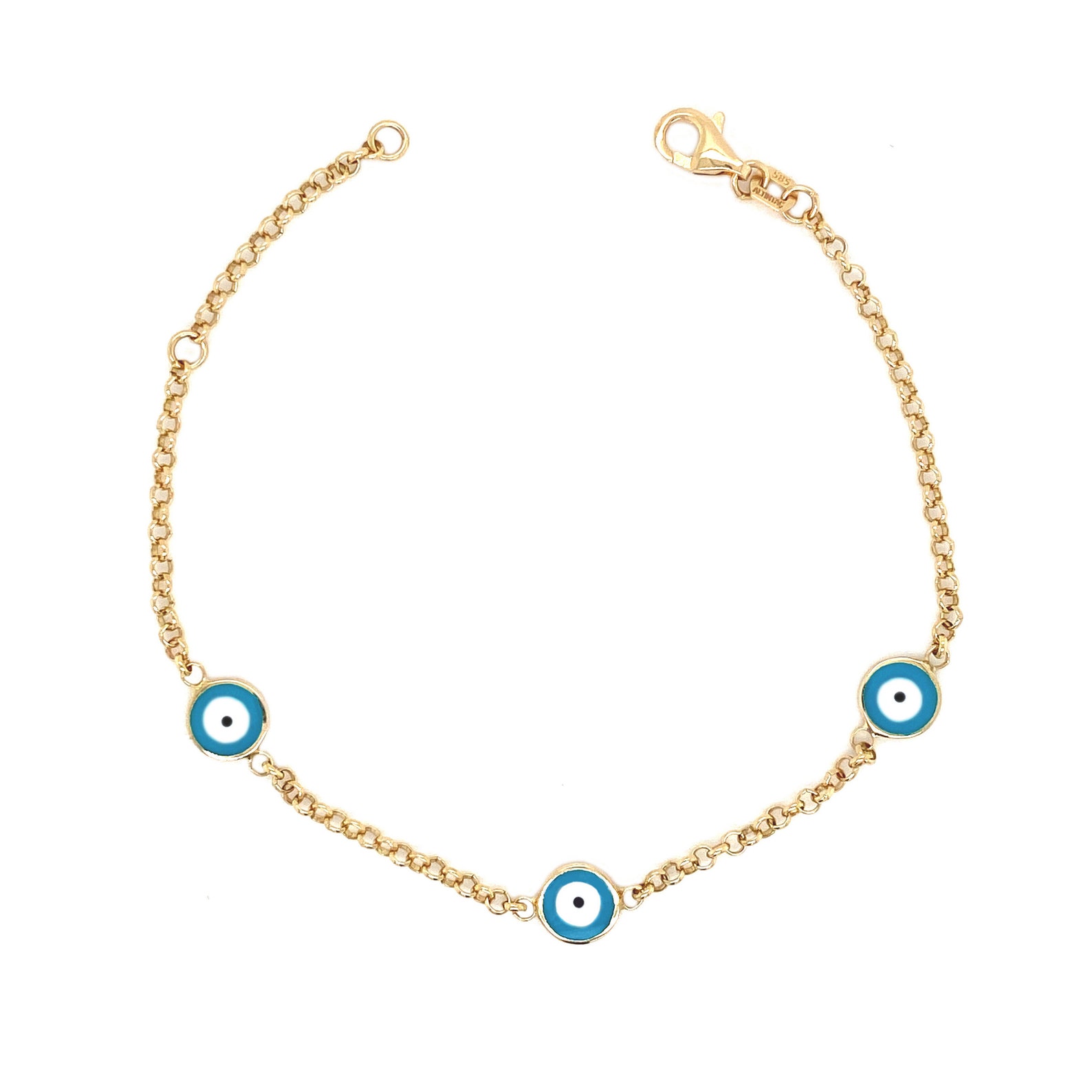 Evil Eye Bracelet / 14K Solid Gold Evil Eye Bracelet / Blue | Etsy