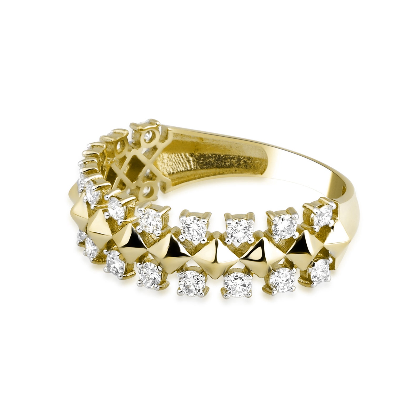 Diamond Pyramid Ring / 14K Gold Diamond Spike Ring / Fine - Etsy