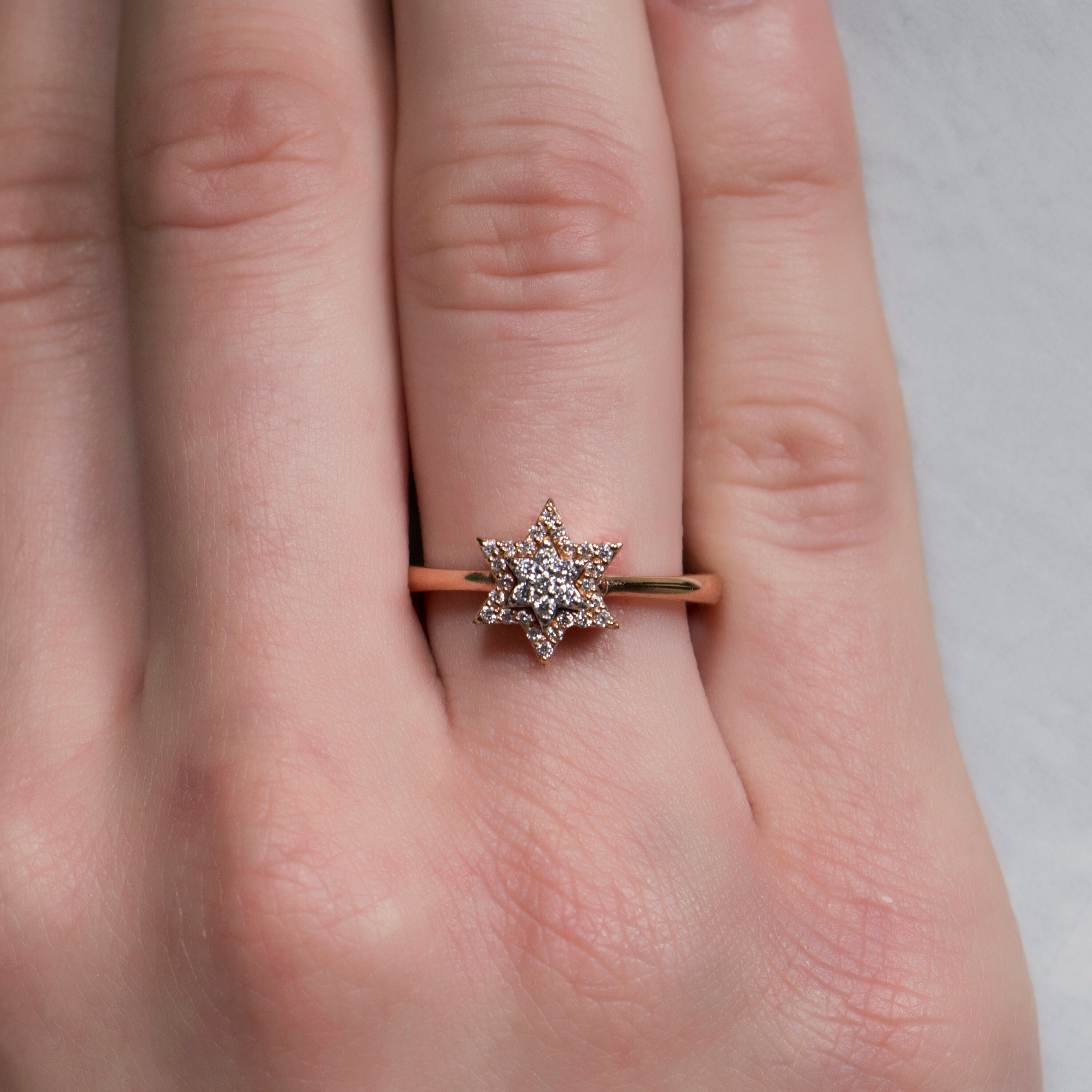 Star of David Ring / 18K Gold Diamond Star of David Ring / | Etsy