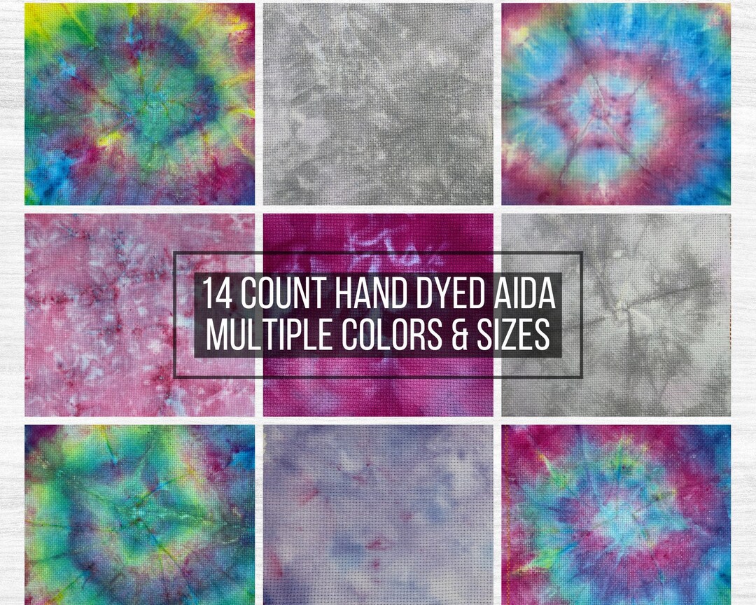 14 Count Hand Tie Dyed Aida Cloth - Colored Cross Stitch Fabric - Etsy