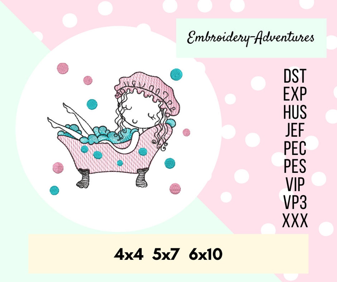 Bathing Cutie Machine Embroidery Design. Multiple Sizes, Bathroom Decor ...