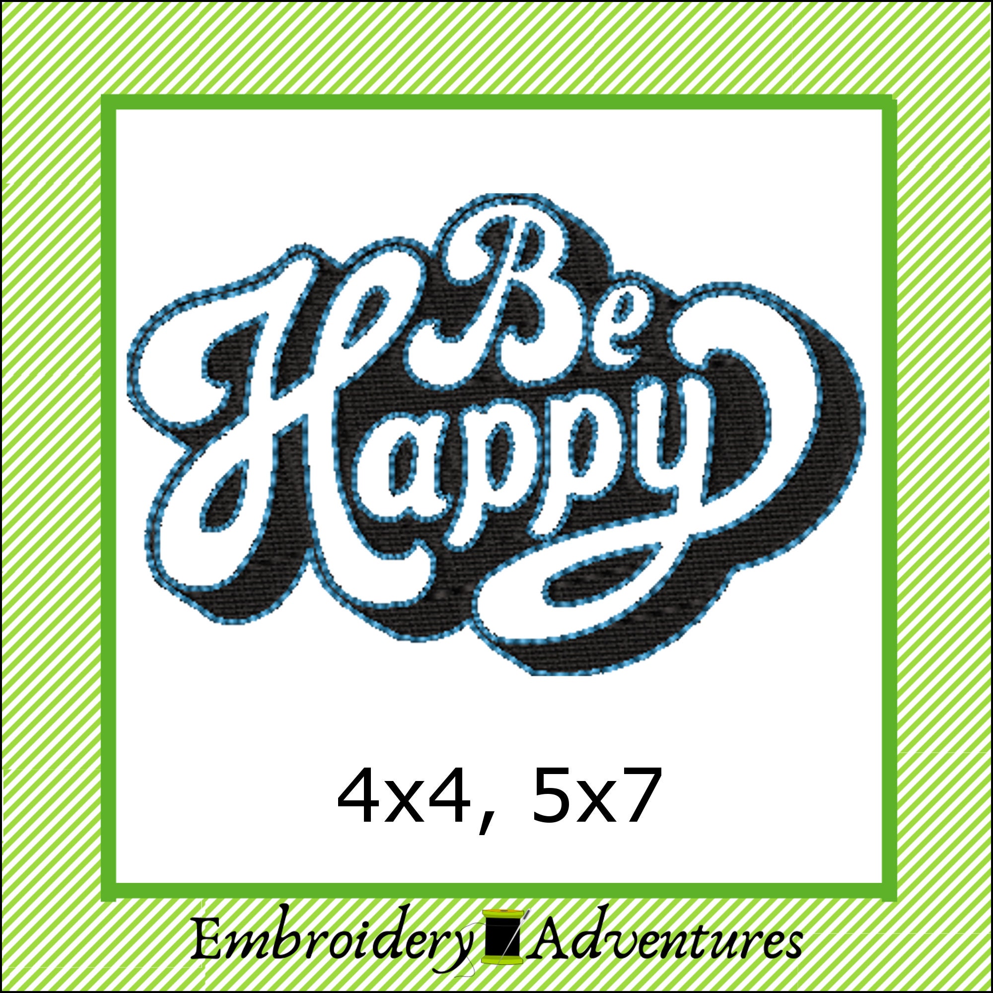 Retro Style Bubble Word Art Be Happy Machine Embroidery Design - Etsy