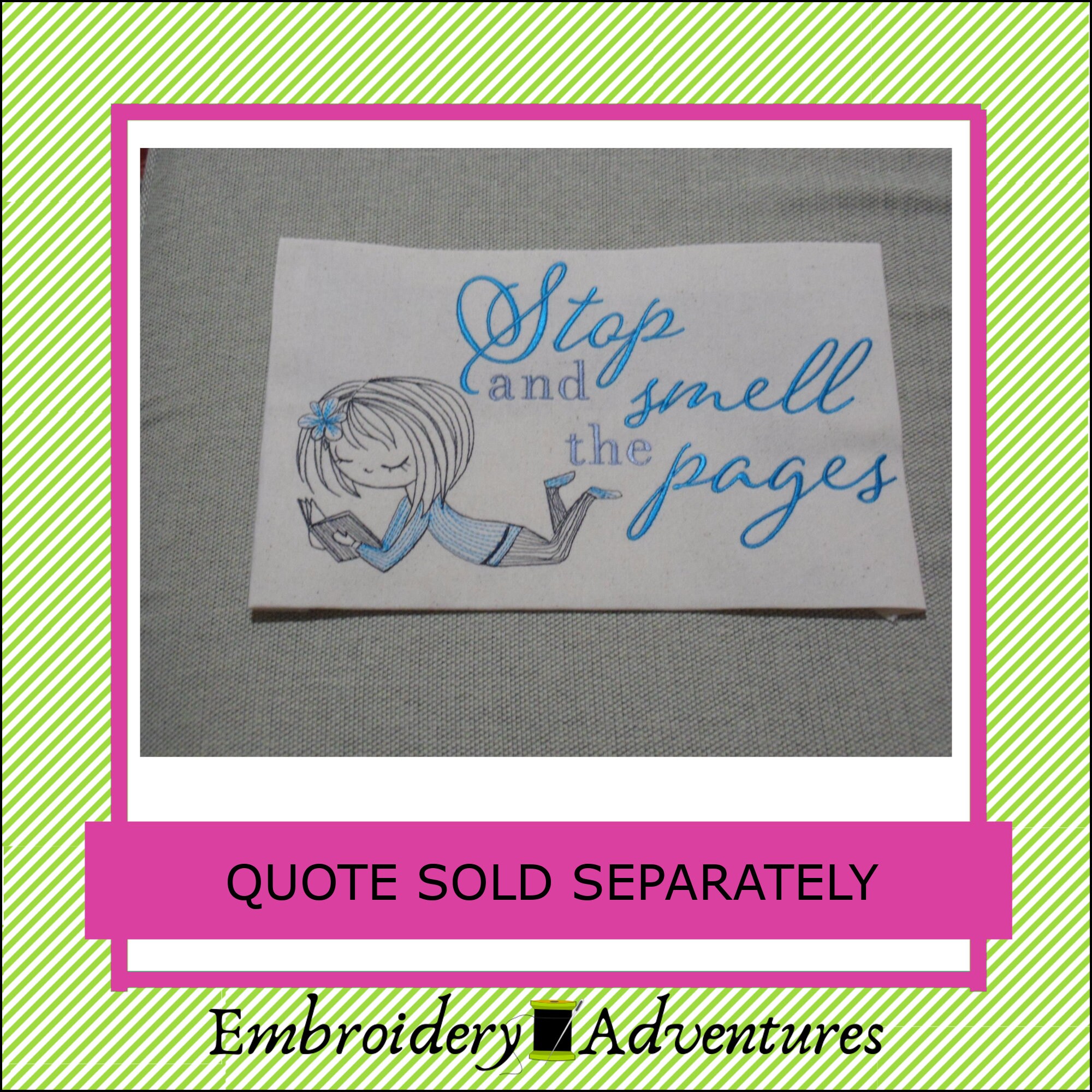 Girl Reading Embroidery Design. Multiple Sizes Perfect for | Etsy