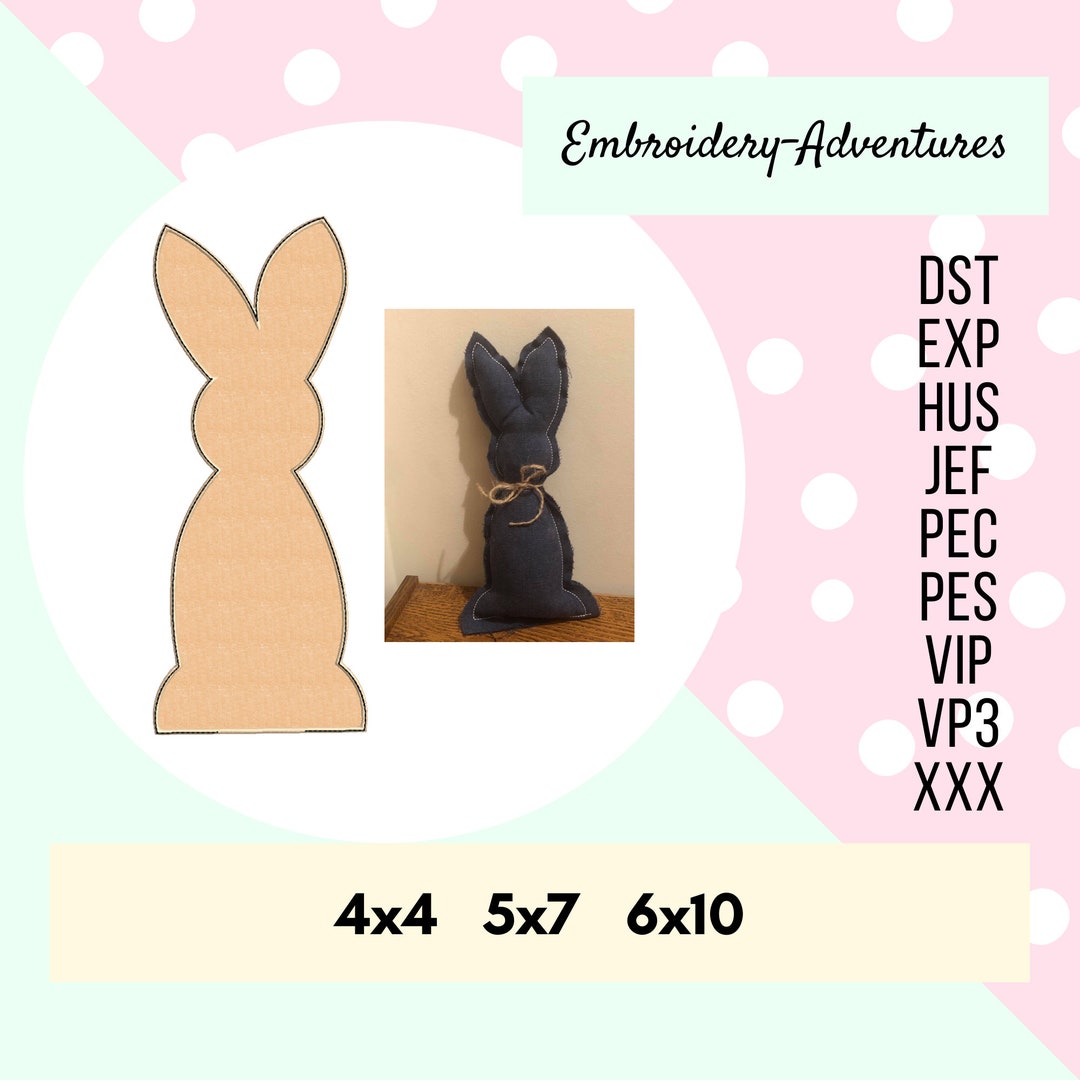 In the Hoop Farmhouse Plush Bunny Rustic Rabbit Machine Embroidery ...