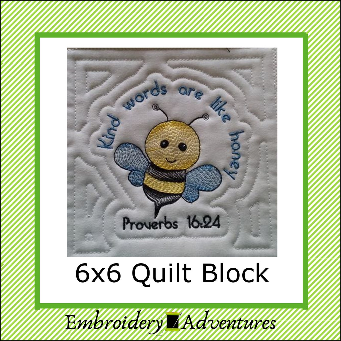 In the Hoop Quilt Block Scripture Machine Embroidery Design - Etsy