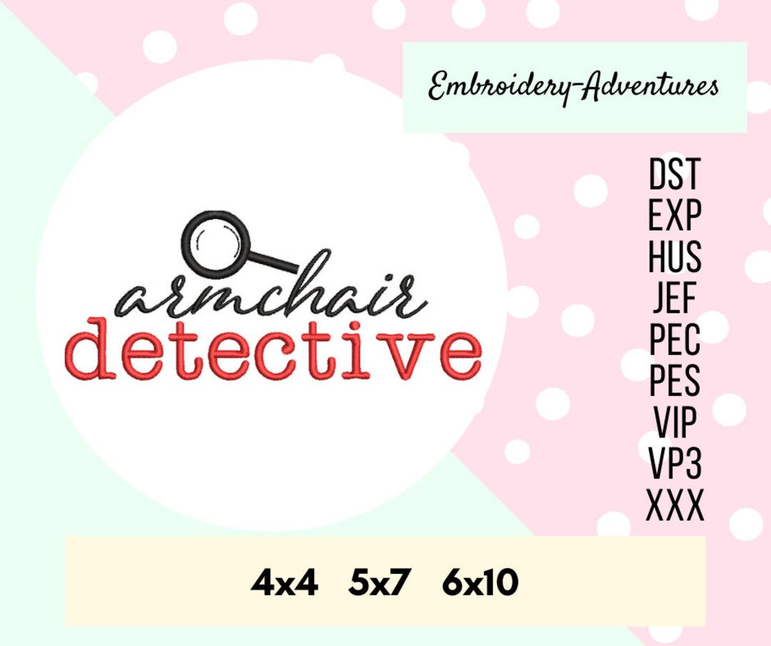 Arm Chair Detective, True Crime Buff, Machine Embroidery Design - Etsy
