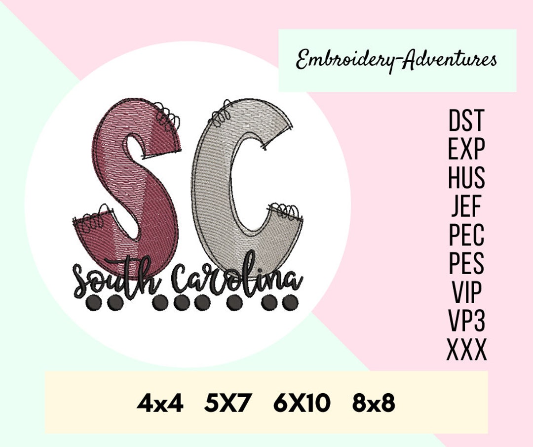 South Carolina Sketch Machine Embroidery Design Multiple Sizes, Quick ...