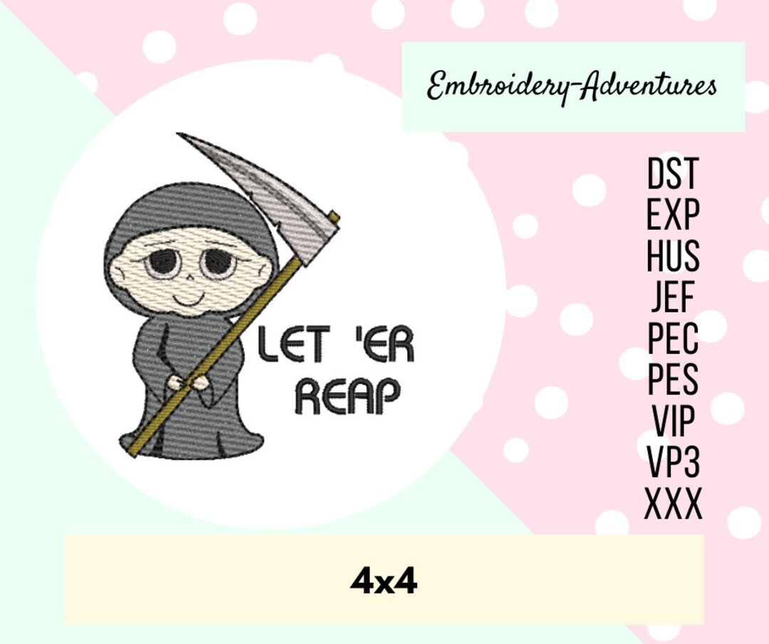 Let 'er Reap Grim Reaper Toilet Paper Embroidery Design 4x4 - Etsy