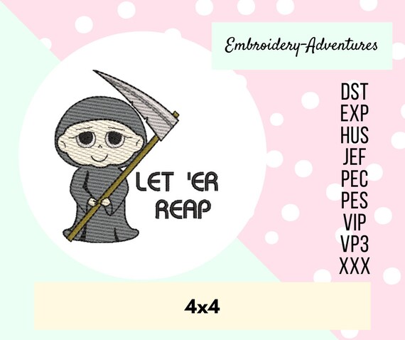 Let 'er Reap Grim Reaper Toilet Paper Embroidery Design | Etsy