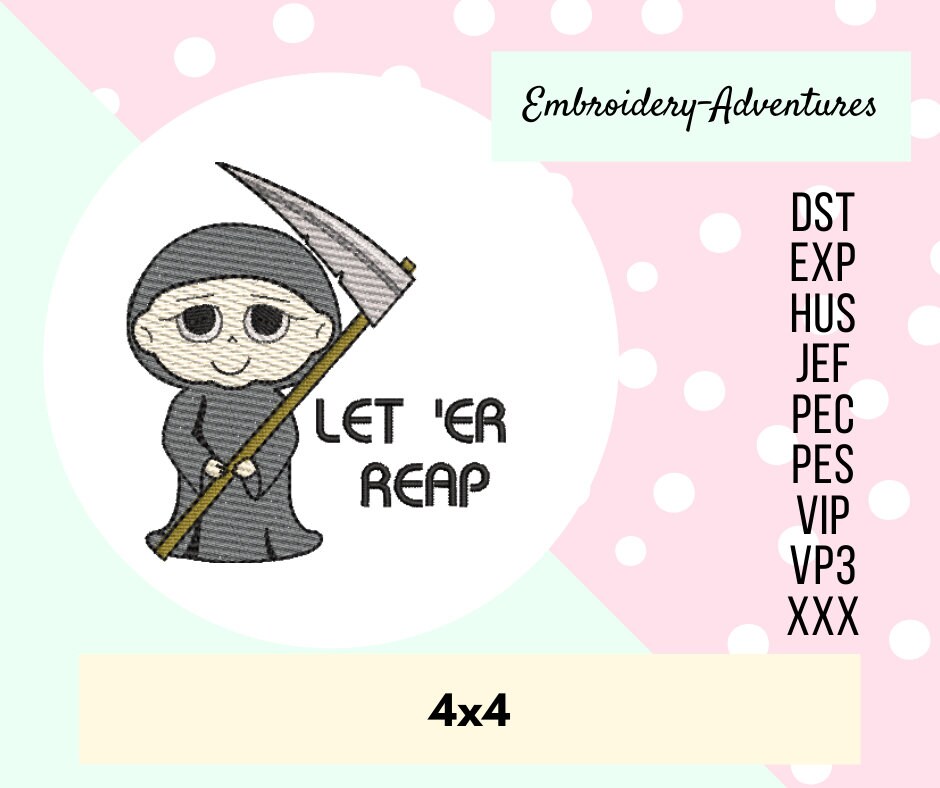 Let 'er Reap Grim Reaper Toilet Paper Embroidery Design | Etsy