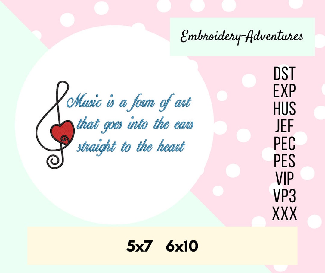 Music is a Form of Art Quote Machine Embroidery Design 5x7 and 6x10 - Etsy