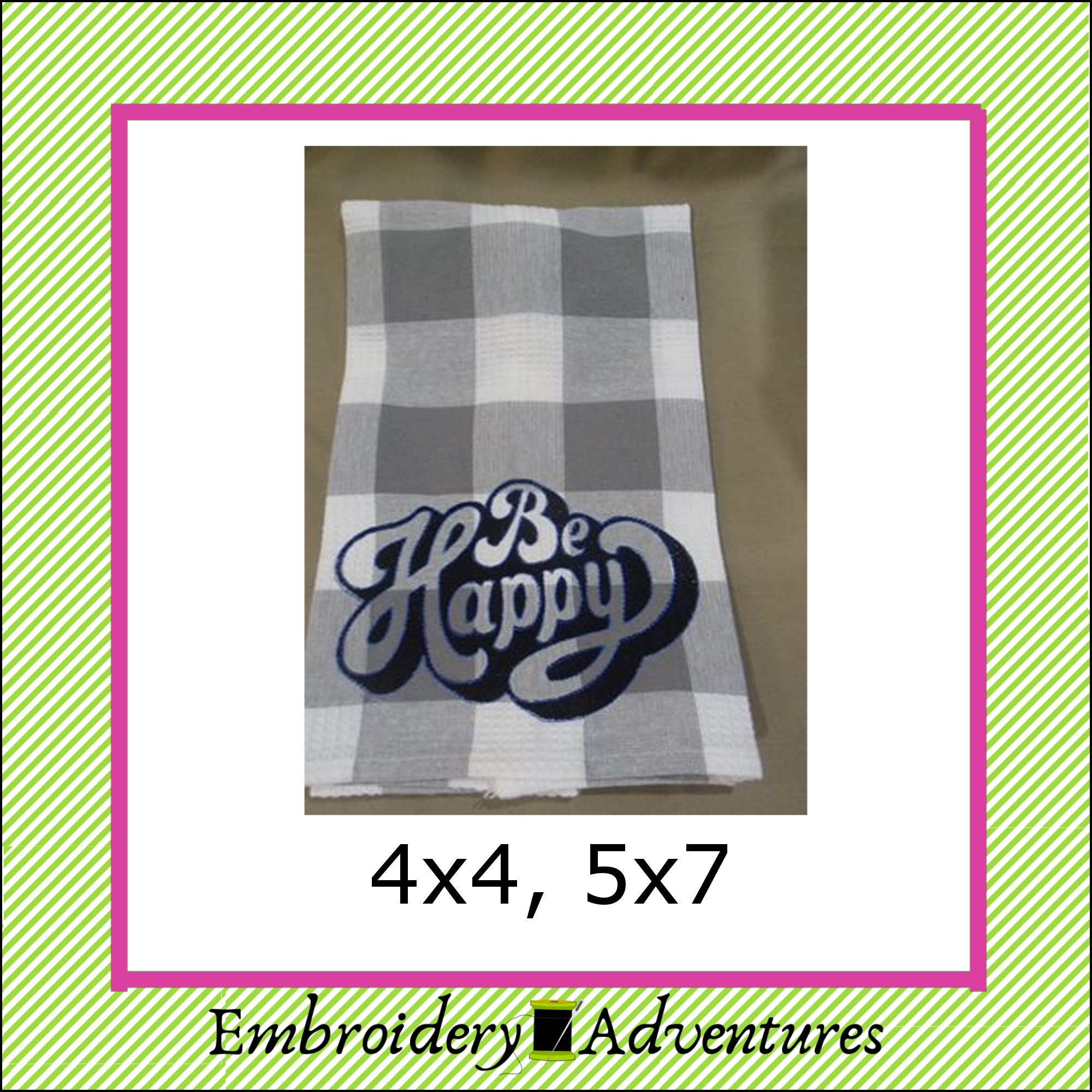 Retro Style Bubble Word Art Be Happy Machine Embroidery Design - Etsy