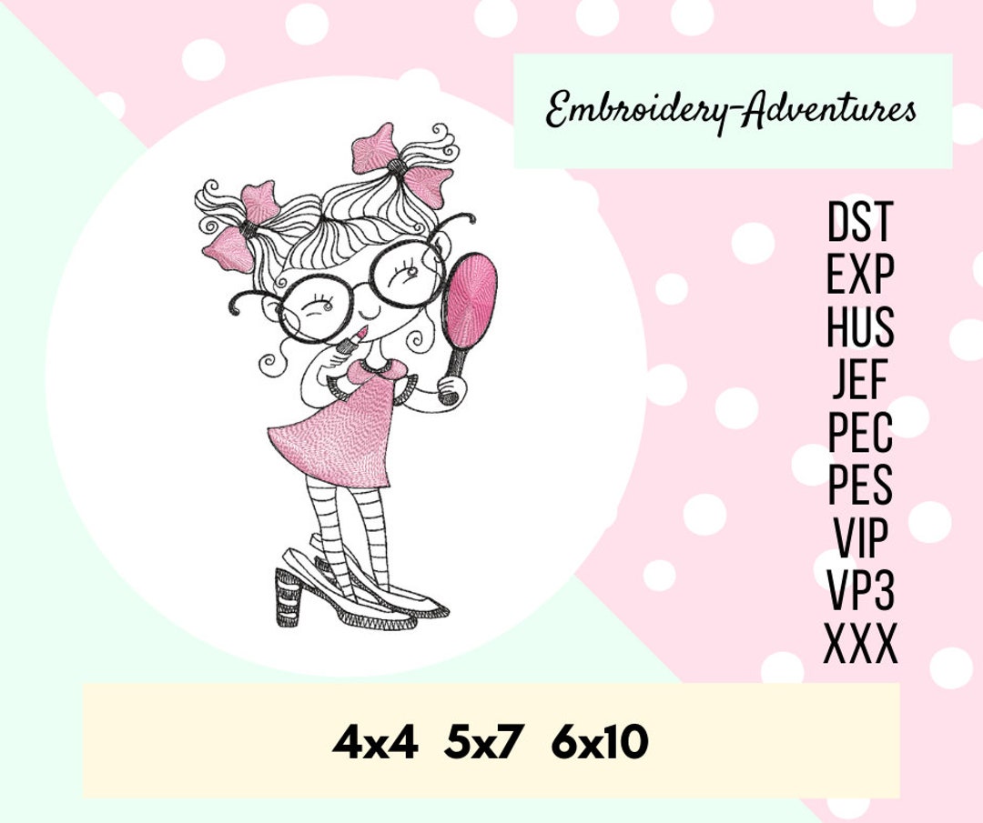 Little Girl Playing Dress up Machine Embroidery Design Girl Bedroom ...