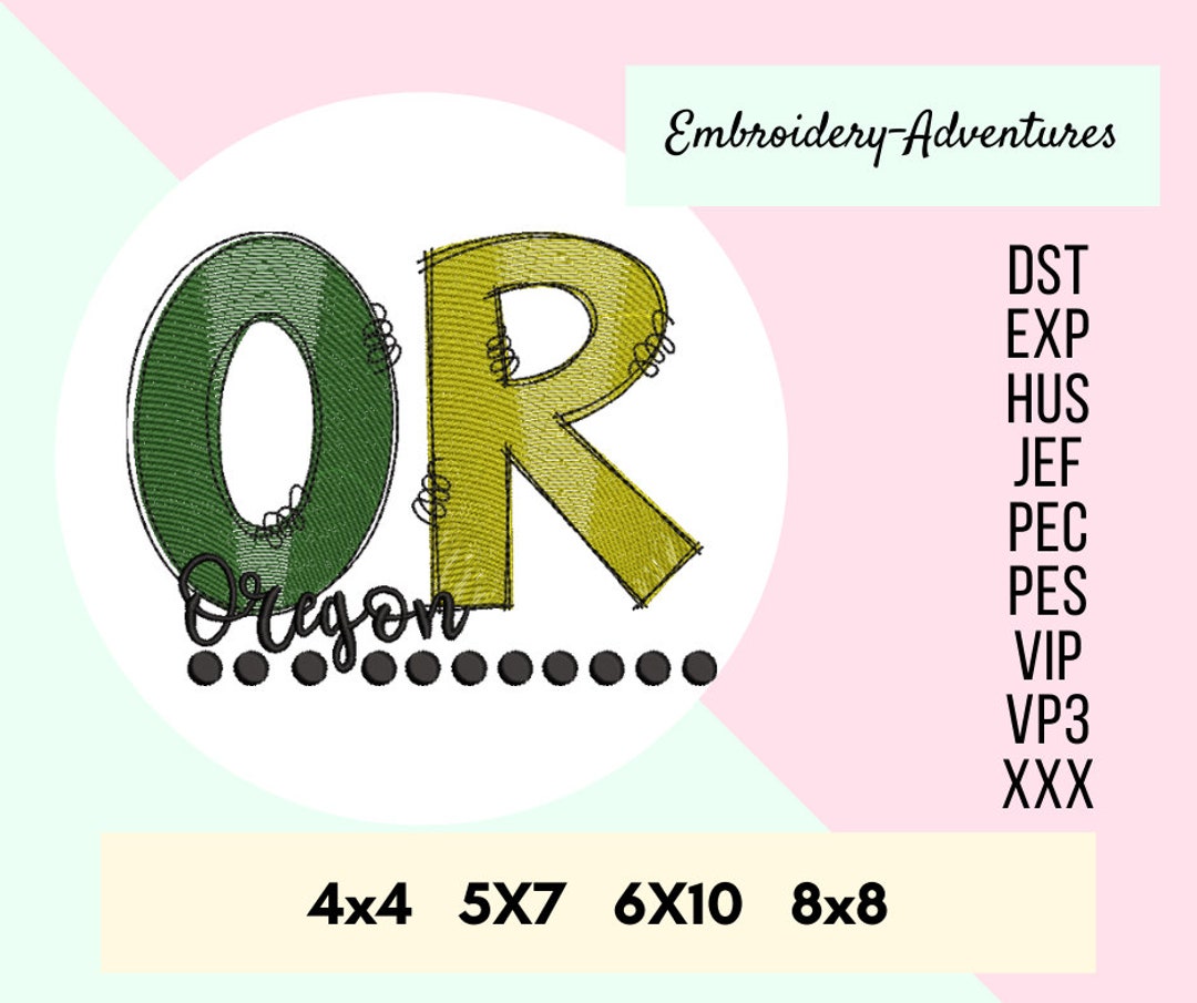 Oregon Sketch Machine Embroidery Design Multiple Sizes, Quick Stitch - Etsy