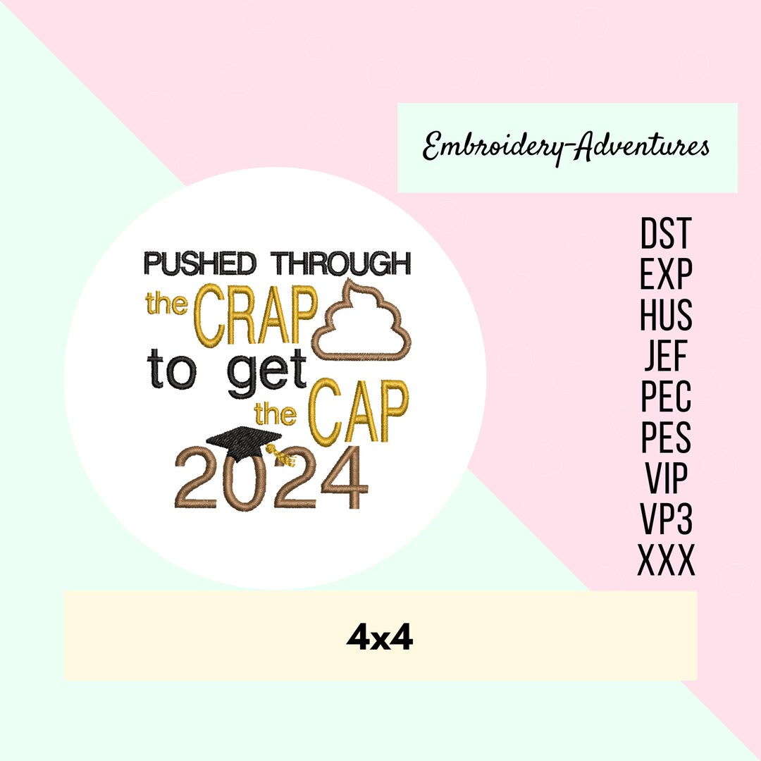 Class of 2024 Graduation Toilet Paper Embroidery Design 4x4 Funny ...