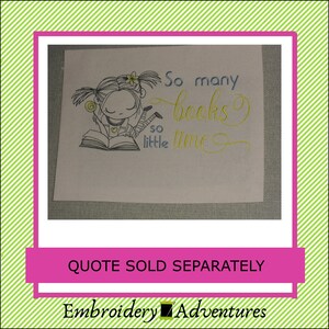 Girl Reading a Book Machine Embroidery Design. Multiple Sizes, Perfect ...