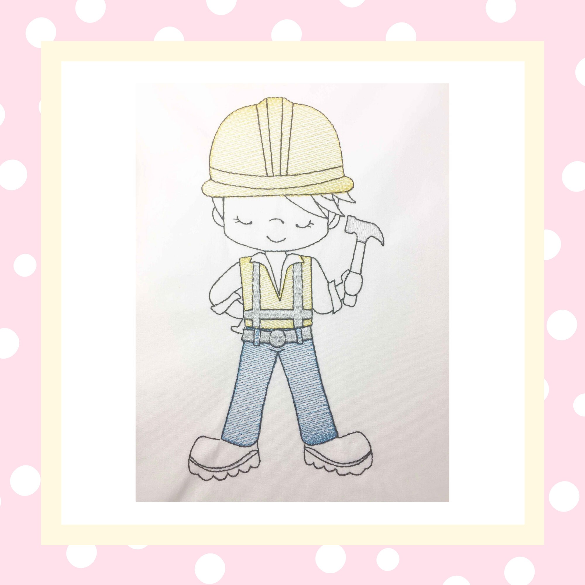 Construction Worker, Carpenter, Contractor Sketch Machine Embroidery ...