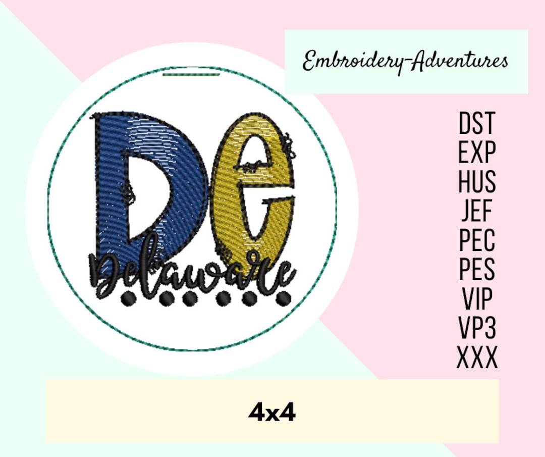 Delaware Christmas Ornament, Sketch Machine Embroidery Design, Quick ...