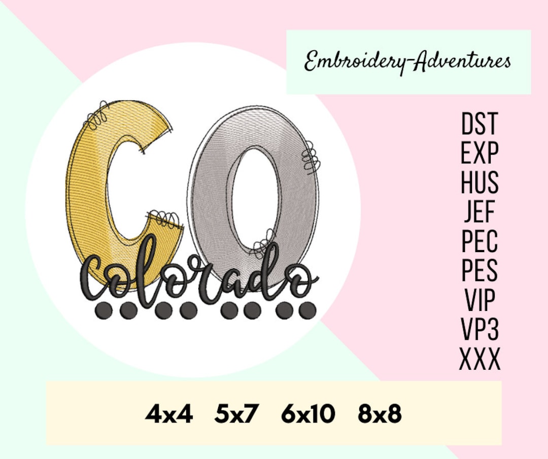 Colorado Sketch Machine Embroidery Design Multiple Sizes, Quick Stitch ...