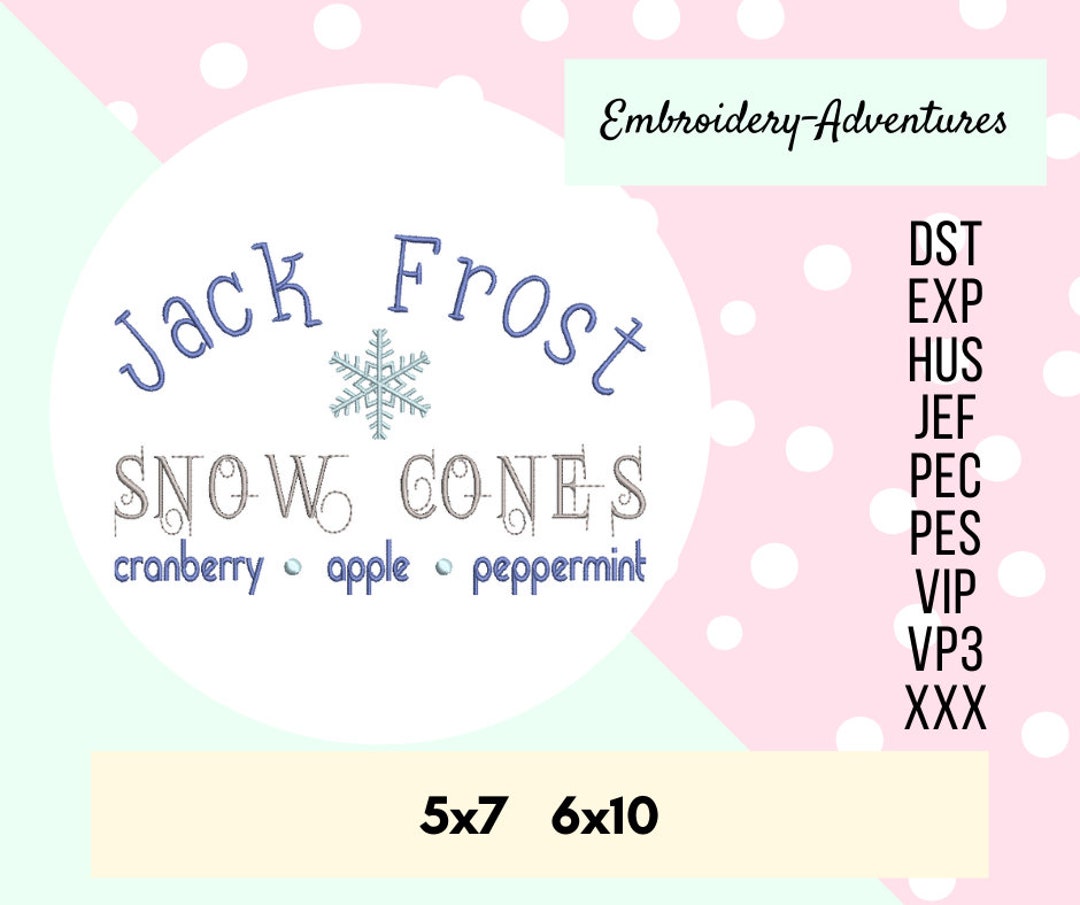 Jack Frost Snow Cones Machine Embroidery Design, Multiple Sizes ...