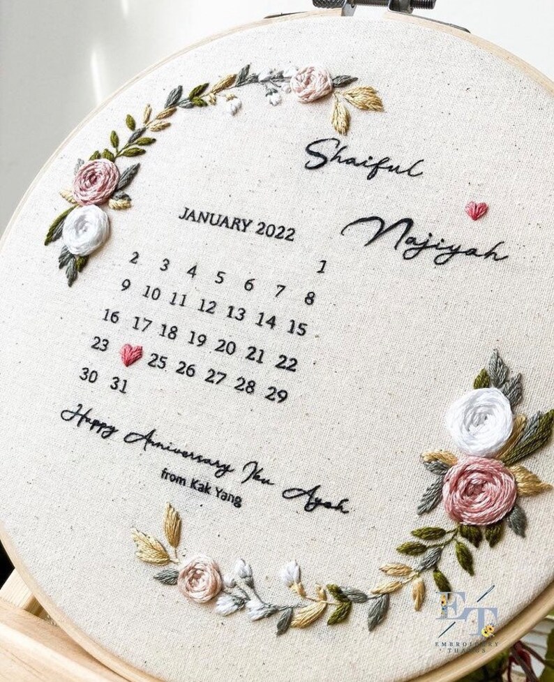Digital PDF Pattern Calendar Flower Wreath Embroidery With - Etsy