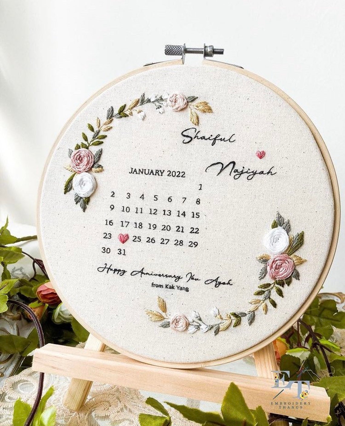 Digital PDF Pattern Calendar Flower Wreath Embroidery With - Etsy