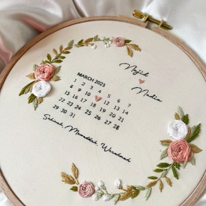 Digital PDF Pattern - Calendar + Flower Wreath Embroidery With Stitch ...